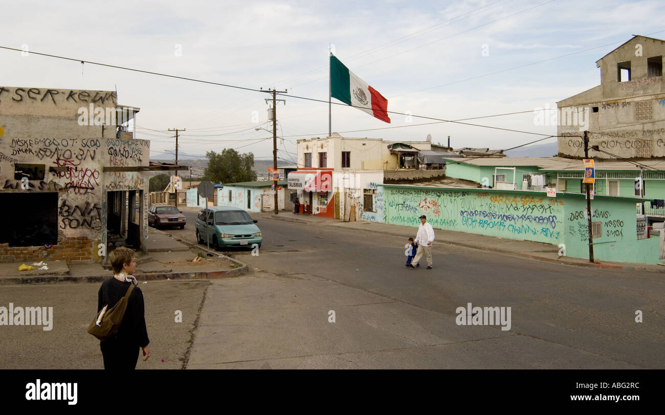 Rural side street in Tijuana Mexico Stock Photo - Alamy