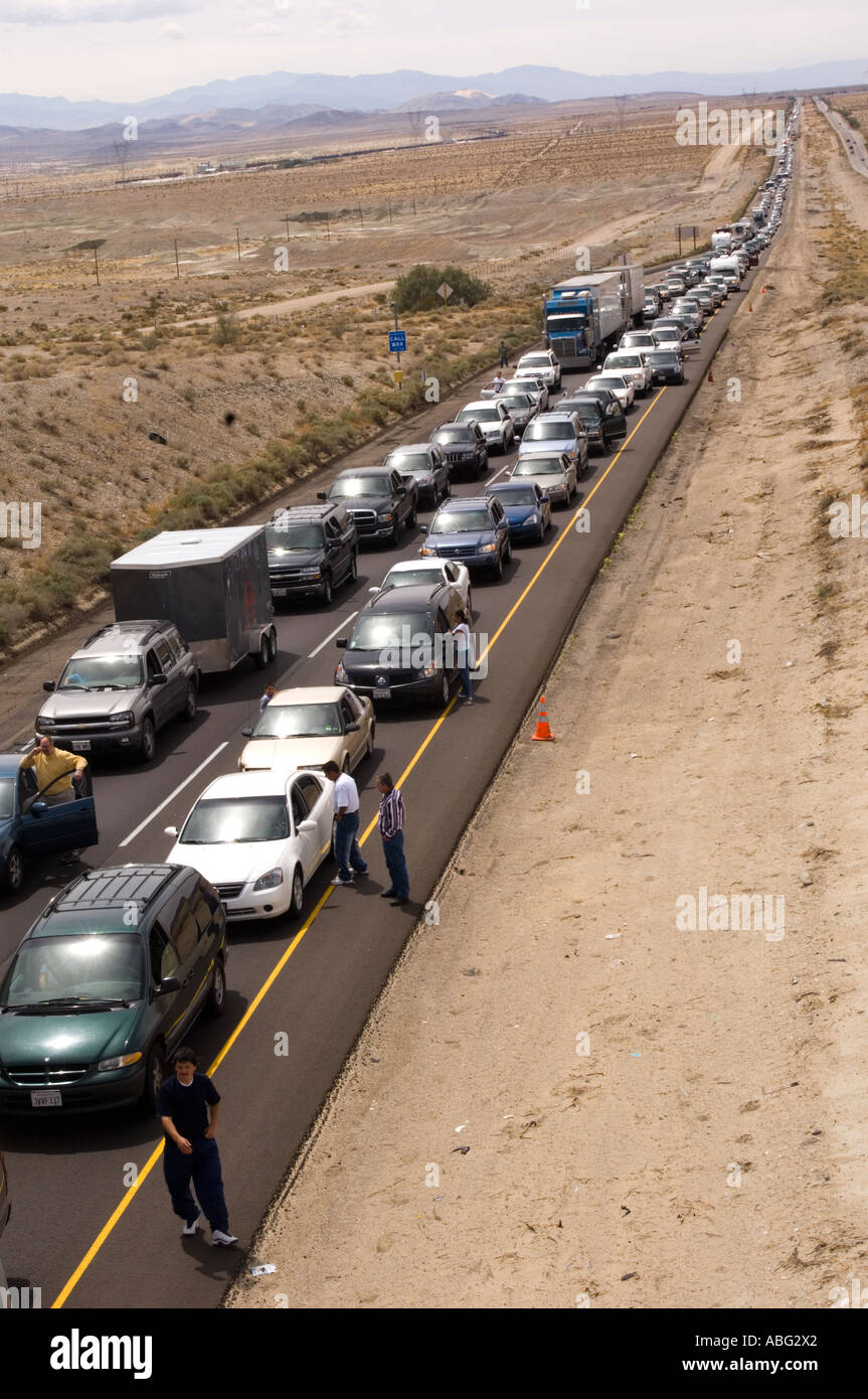 Traffic at a standstill on closed Interstate 15 Freeway on the way to ...
