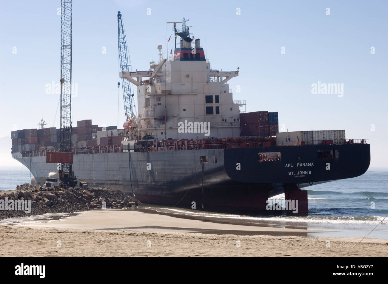 APA. Panama - Container ship beached in Ensenada Mexico Stock Photo - Alamy
