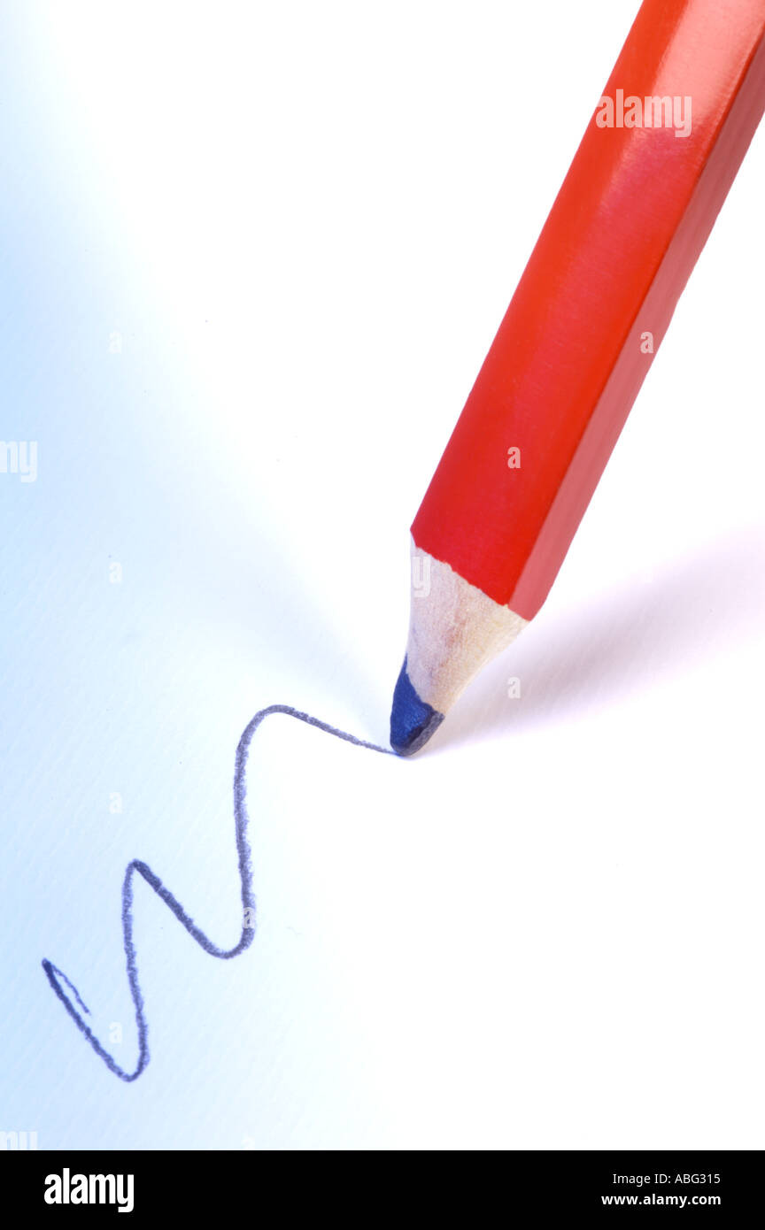 writing drawing with the big red pencil line lines Stock Photo - Alamy