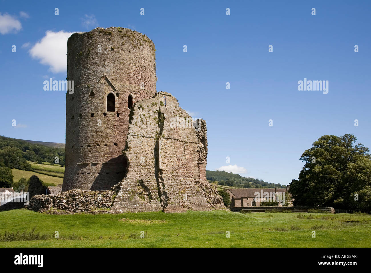 Ruins of Tretower Castle with Tretower Court in background Wales UK ...