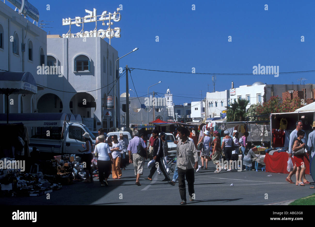 Market Street in Midoun Djerba Stock Photo - Alamy