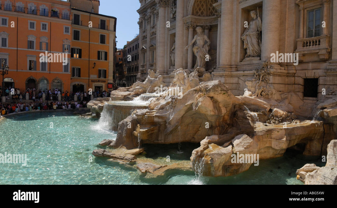 Side view of Trevi fountain facade to Poli Palace in Rome Stock Photo ...