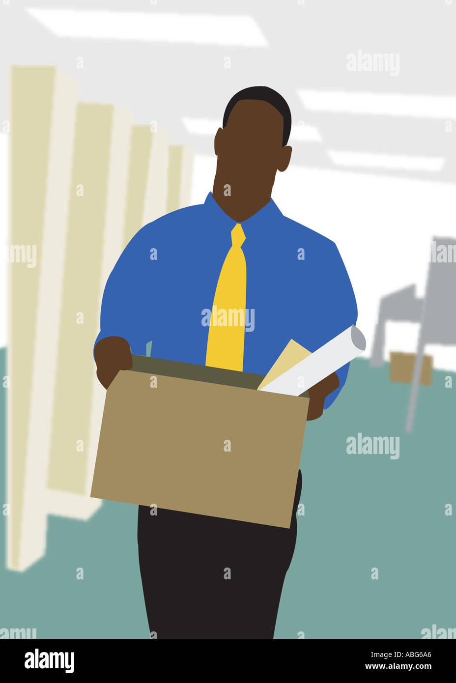 Illustration of a working man in office Stock Photo - Alamy