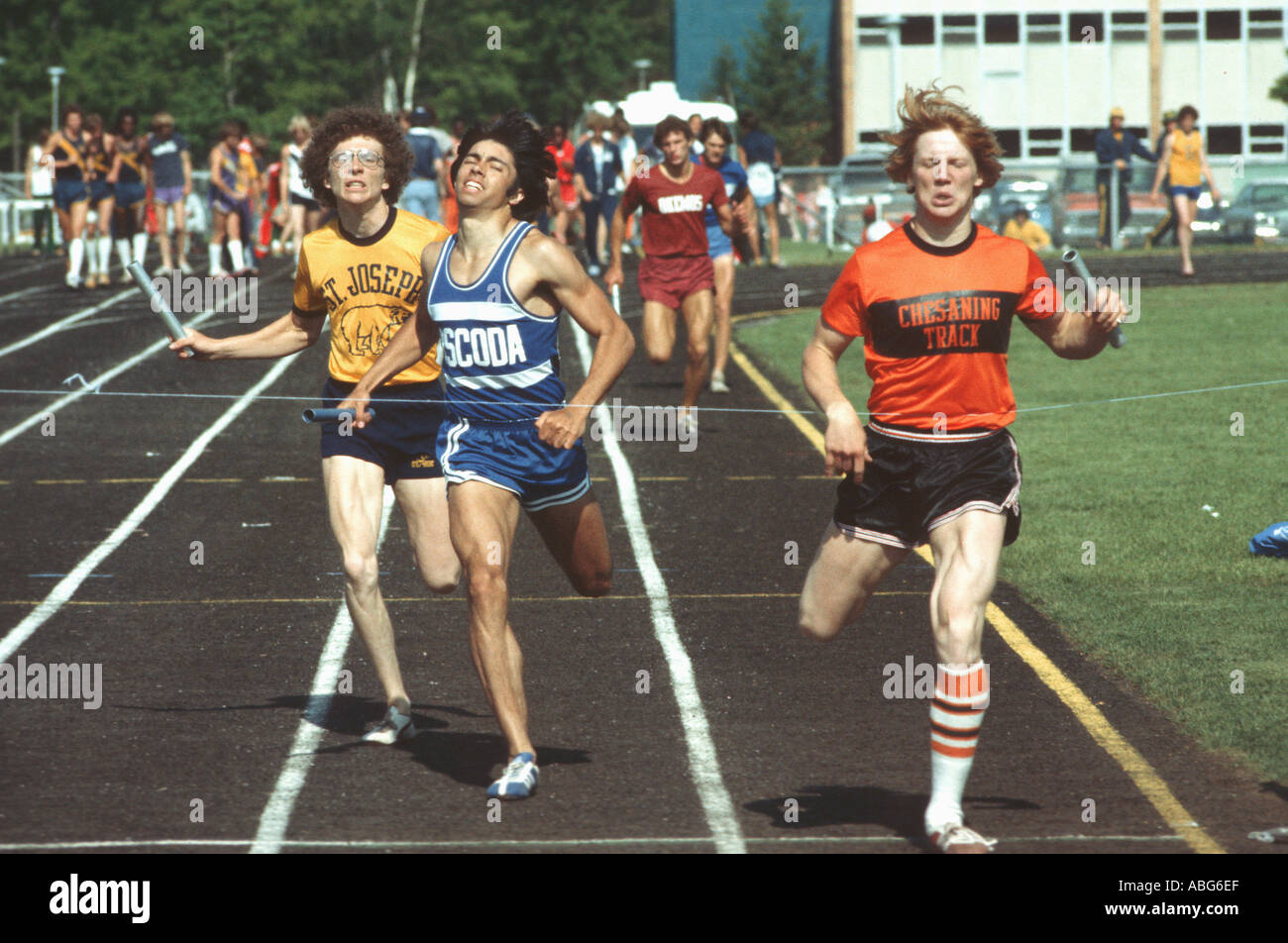 Finish line at a track and field race event Stock Photo - Alamy
