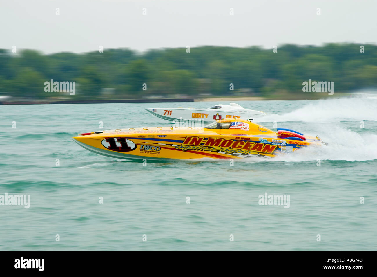 Power boat racing is held on the St Clair River at St Clair Michigan ...