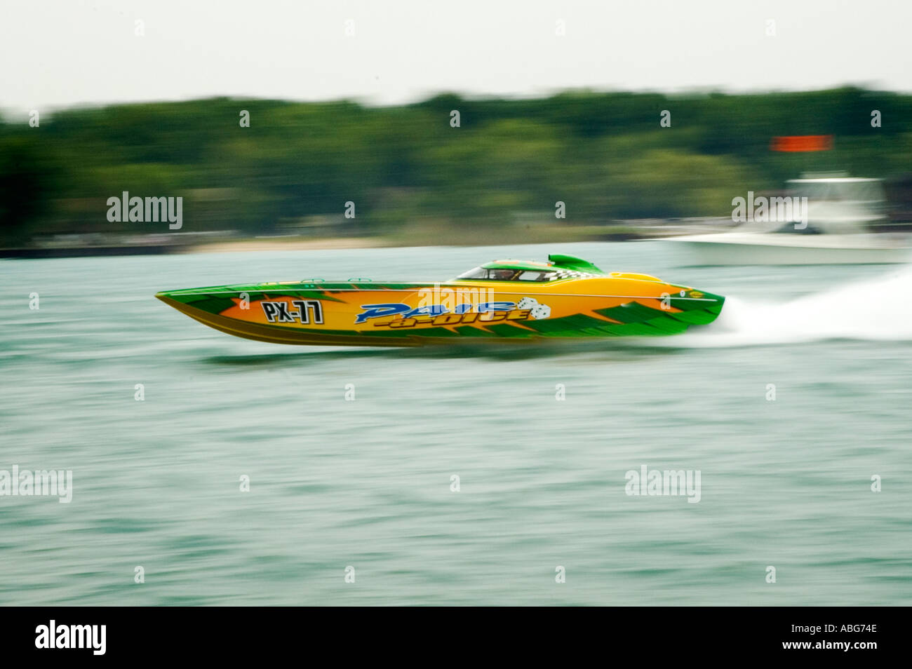 Power boat racing is held on the St Clair River at St Clair Michigan ...