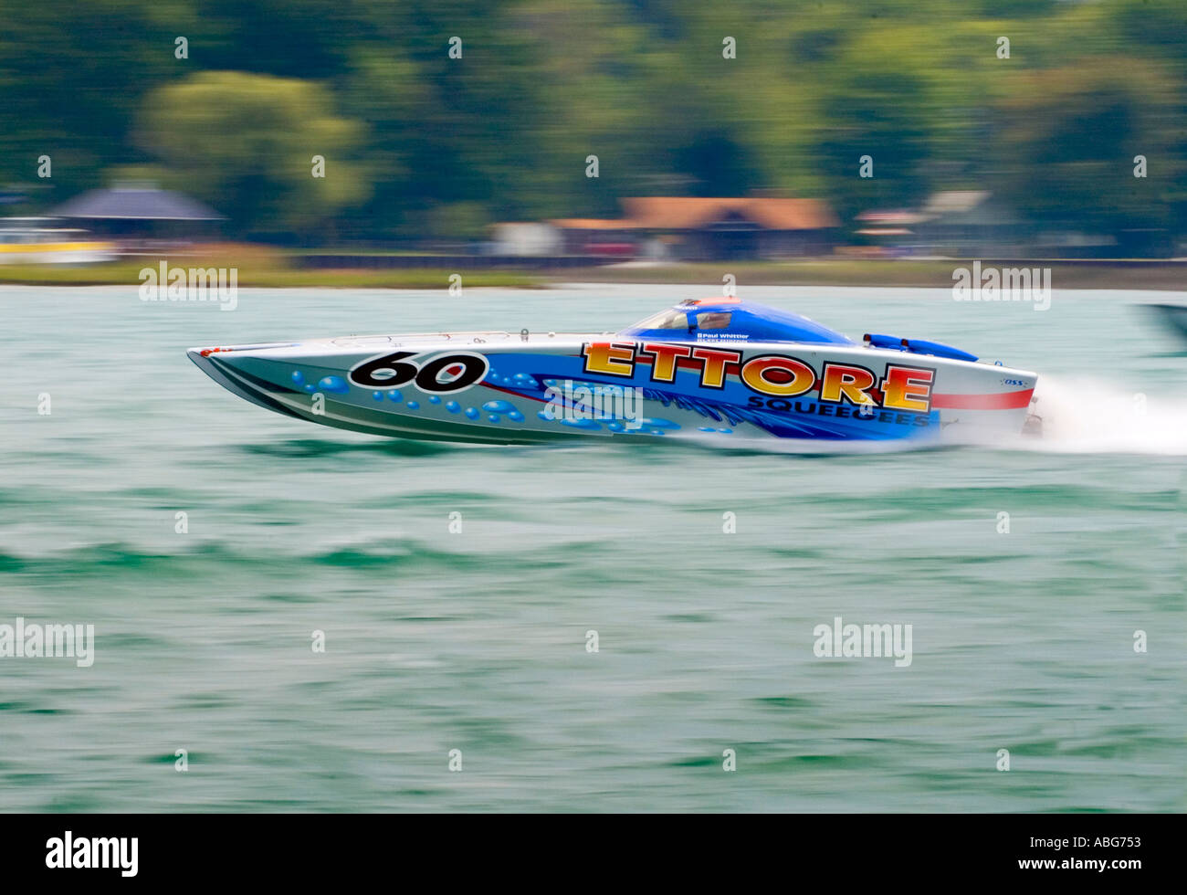 Power boat racing is held on the St Clair River at St Clair Michigan ...