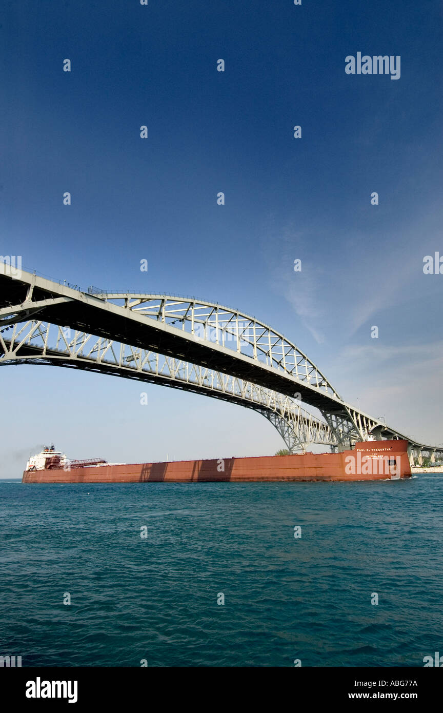 Freighter Shipping on the St Clair River at Lake Huron Michigan under ...
