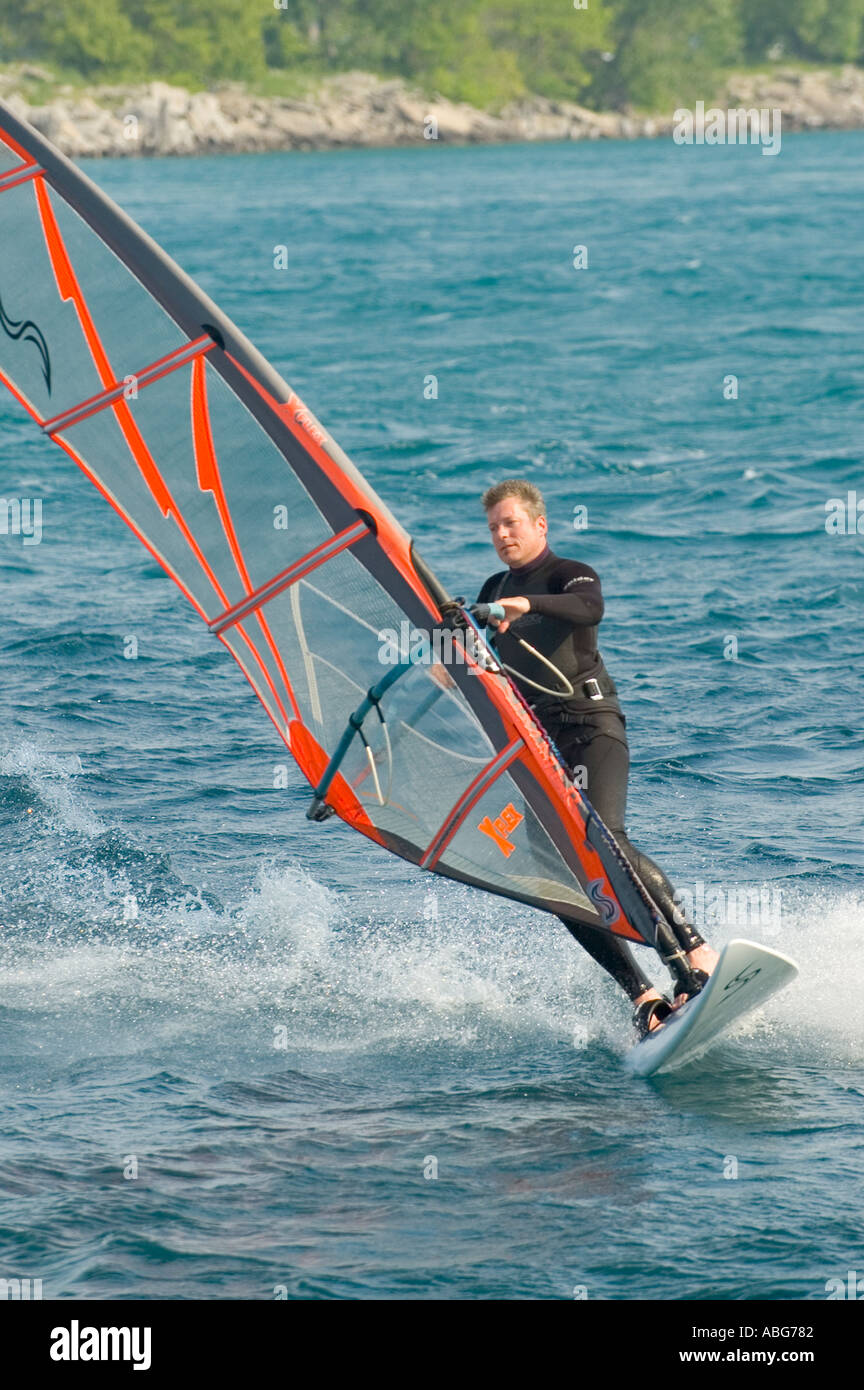 Professional sail board water expert practices on the St Clair River at ...