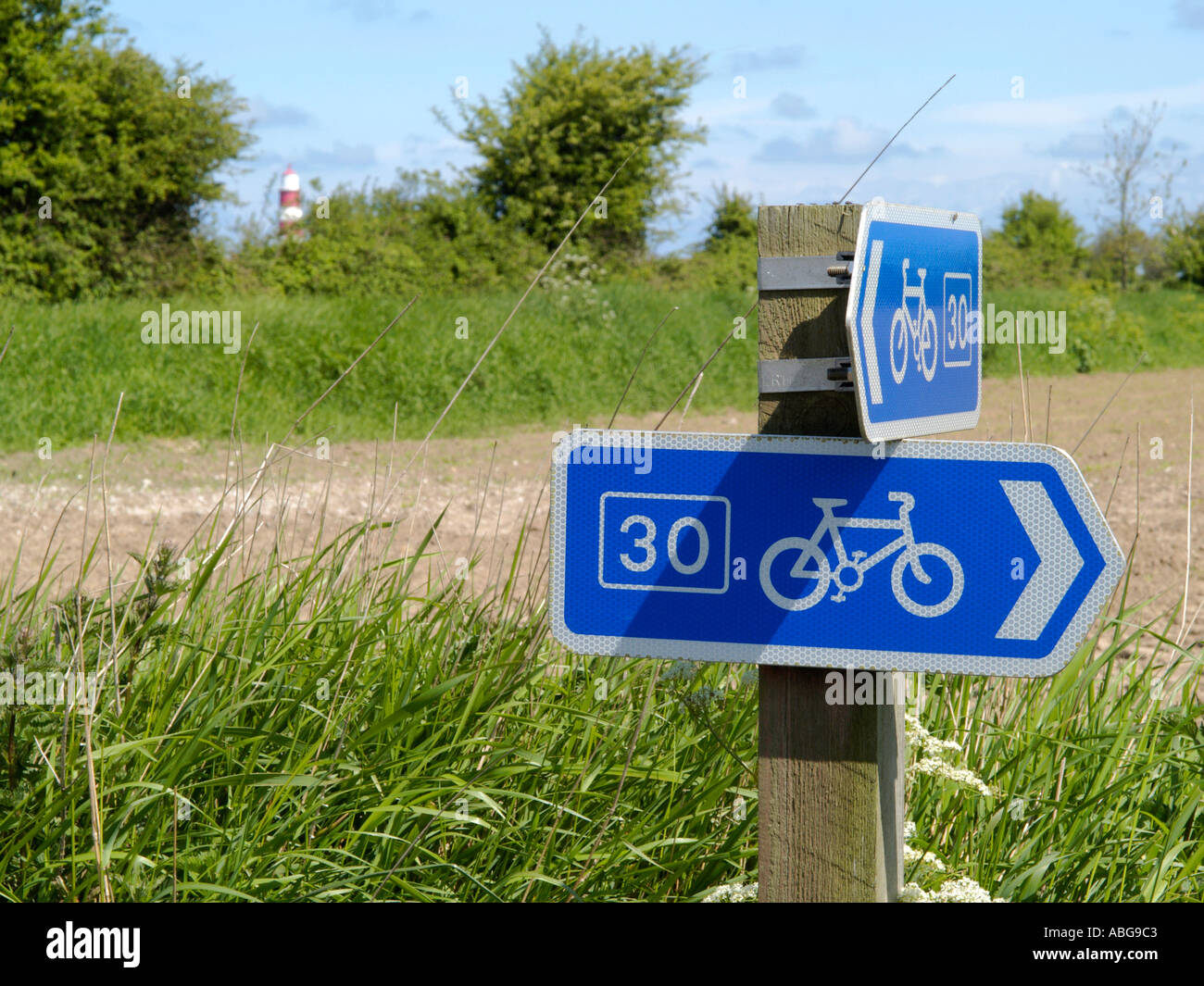 BLUE INFORMATION SIGNS FOR CYCLES AND CYCLISTS HAPPISBURGH NORFOLK EAST ...