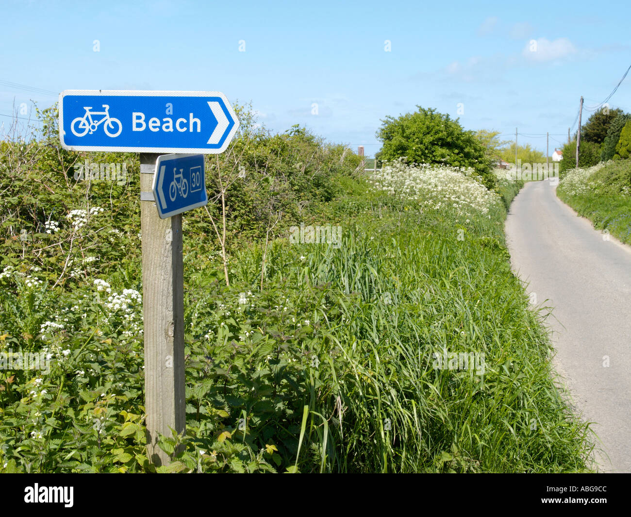 BLUE INFORMATION SIGNS FOR CYCLES AND CYCLISTS HAPPISBURGH NORFOLK EAST ...