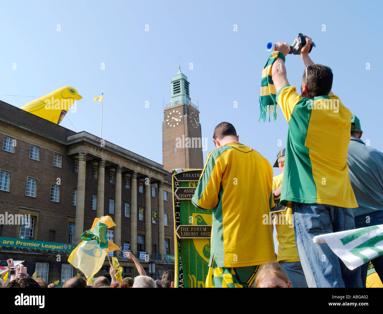 FOOTBALL FANS CELEBRATE IN NORWICH CITY CENTRE AT CIVIC RECEPTION, CITY ...