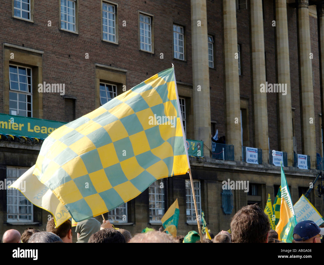FLAG WAVING AT NORWICH CITY CENTRE FOR CIVIC RECEPTION AT CITY HALL FOR ...