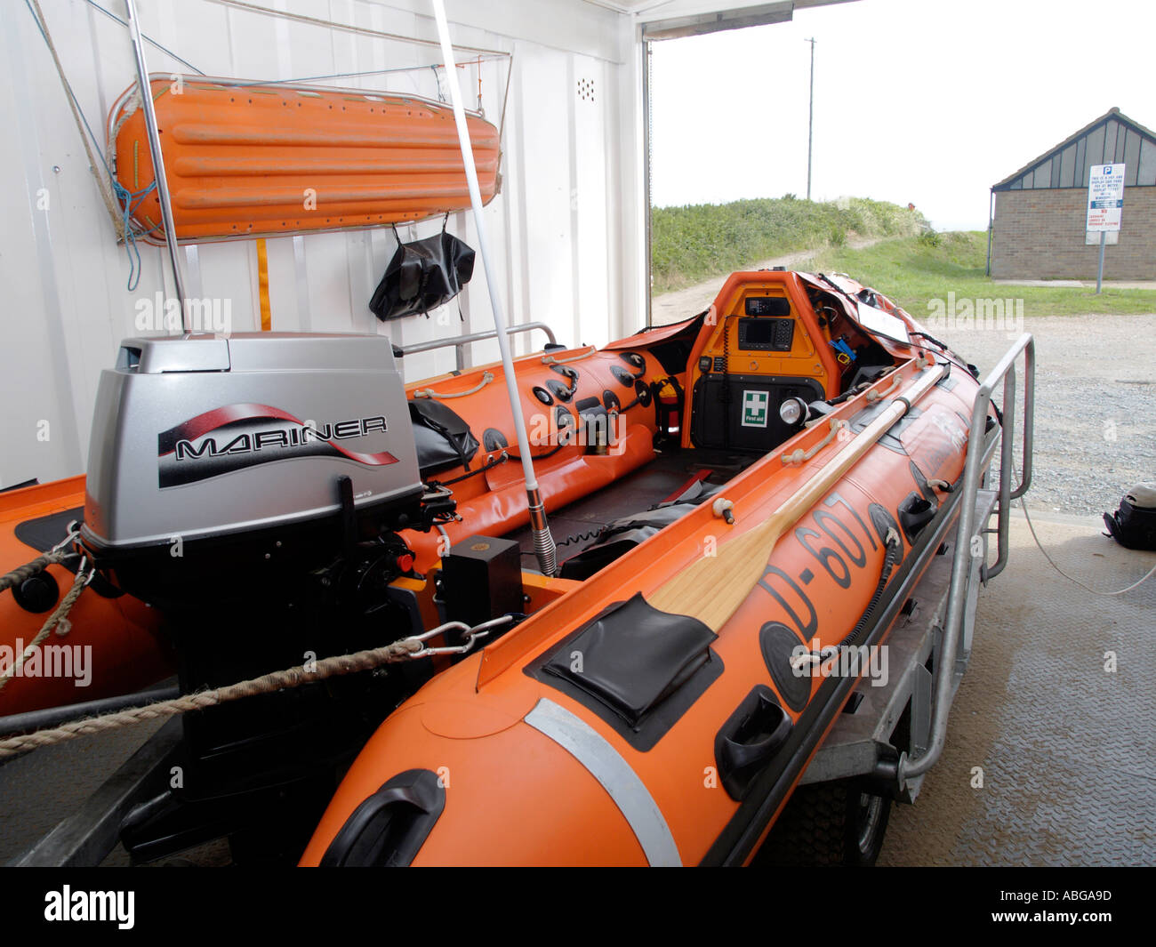 RNLI INSHORE LIFE BOAT LIFEBOAT SHED HAPPISBURGH NORFOLK EAST ANGLIA ...