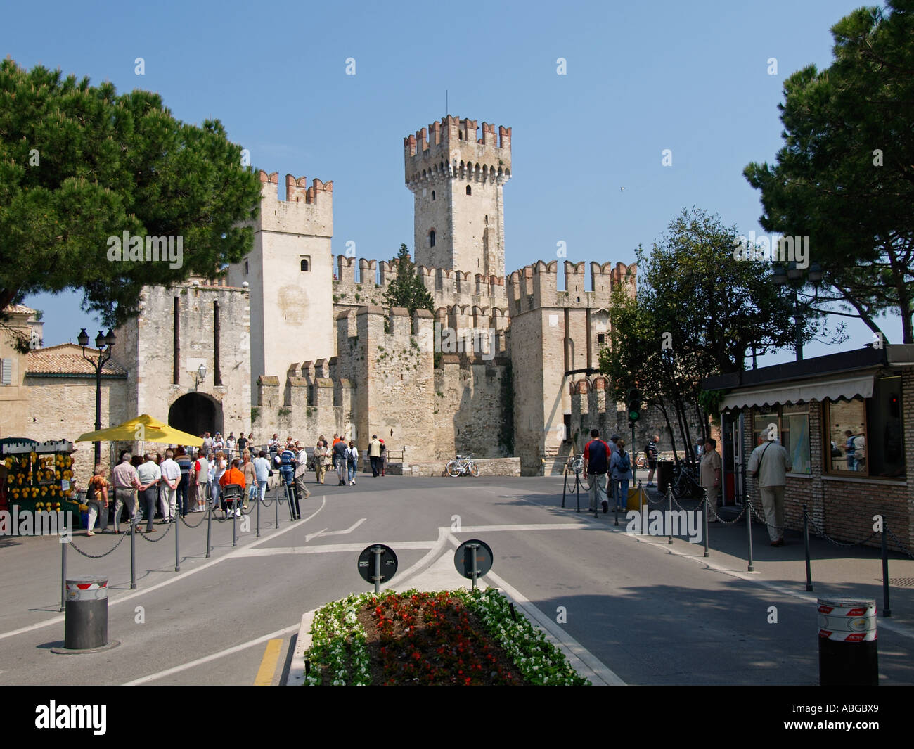 The Rocca Scaligera 13th century castle at Sirmione, Garda Lake, Italy ...