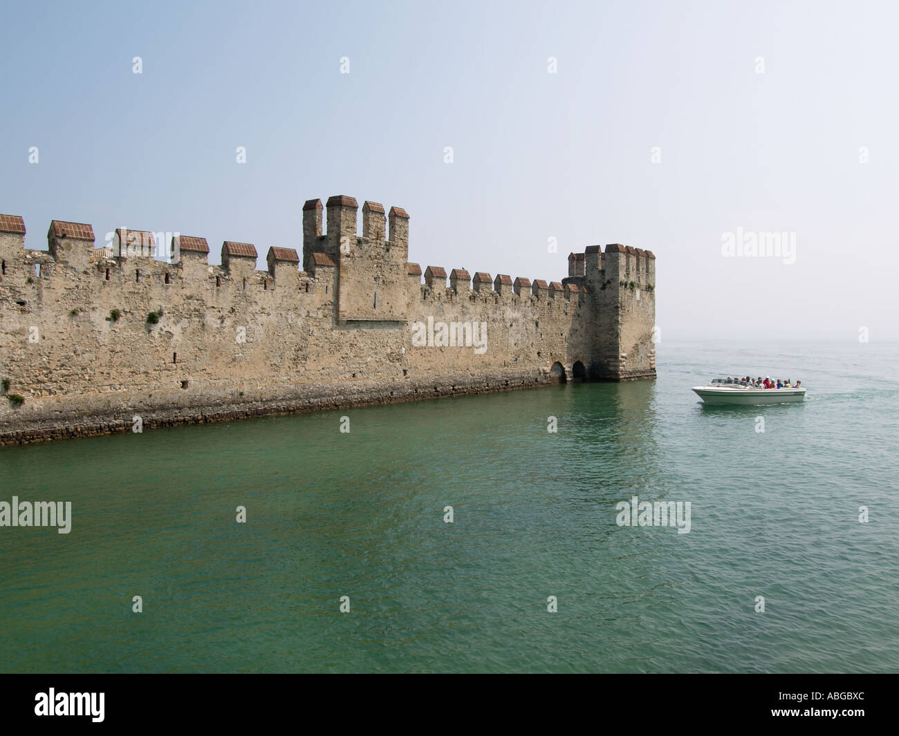 The Rocca Scaligera 13th century castle at Sirmione, Garda Lake, Italy ...