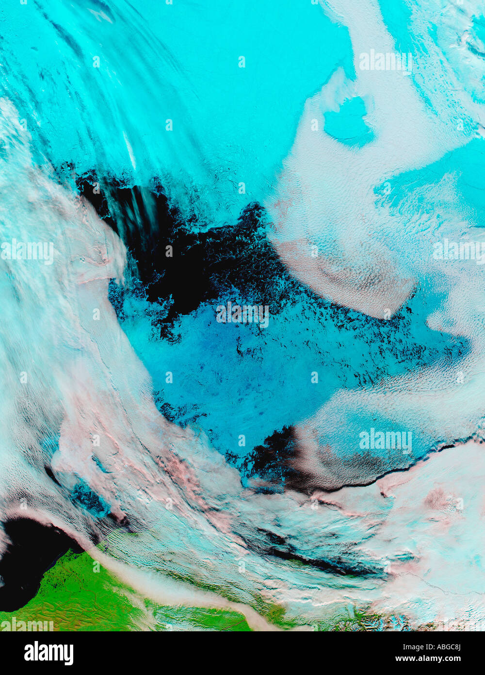 False color view of Polynya (open water) in the Beauford Sea, September ...
