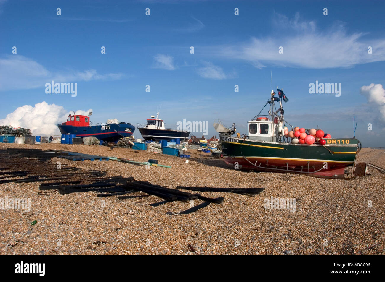Fishing boats on deal Beach in Kent Deal is one of the cinque ports and ...