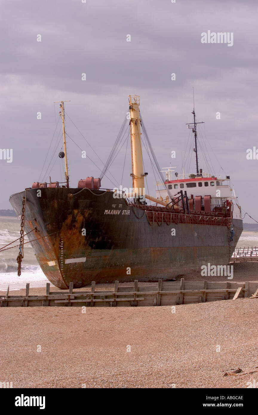 Foundered Ship the Manaav Star on the Beach at Camber Near Rye in East ...