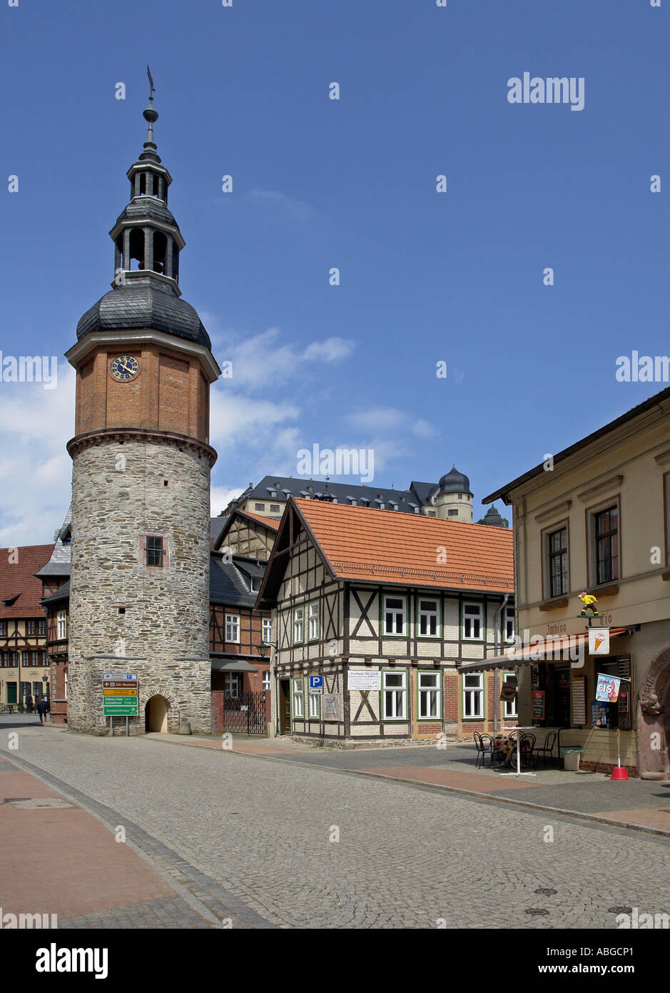 Old tower centre Stolberg Harz Mountains Germany Stock Photo - Alamy