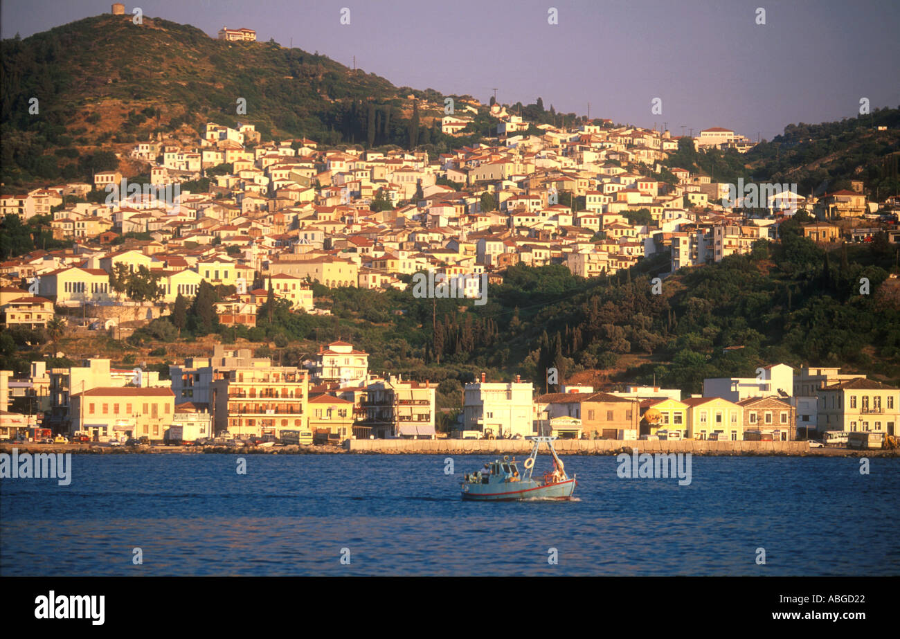 greece northern aegean islands samos the port of vathi Stock Photo - Alamy