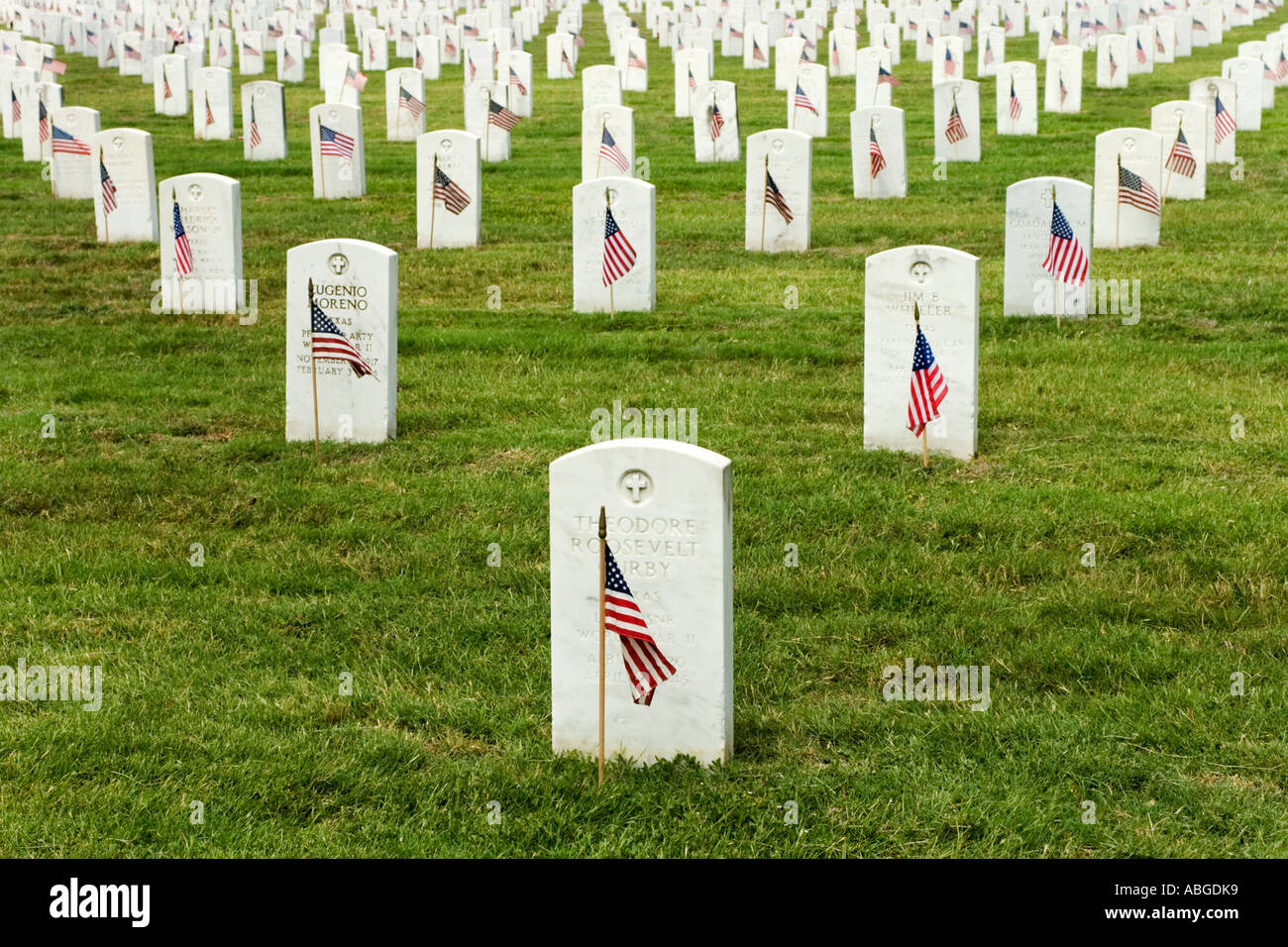 Ft Sam Cemetery graves flags Stock Photo - Alamy
