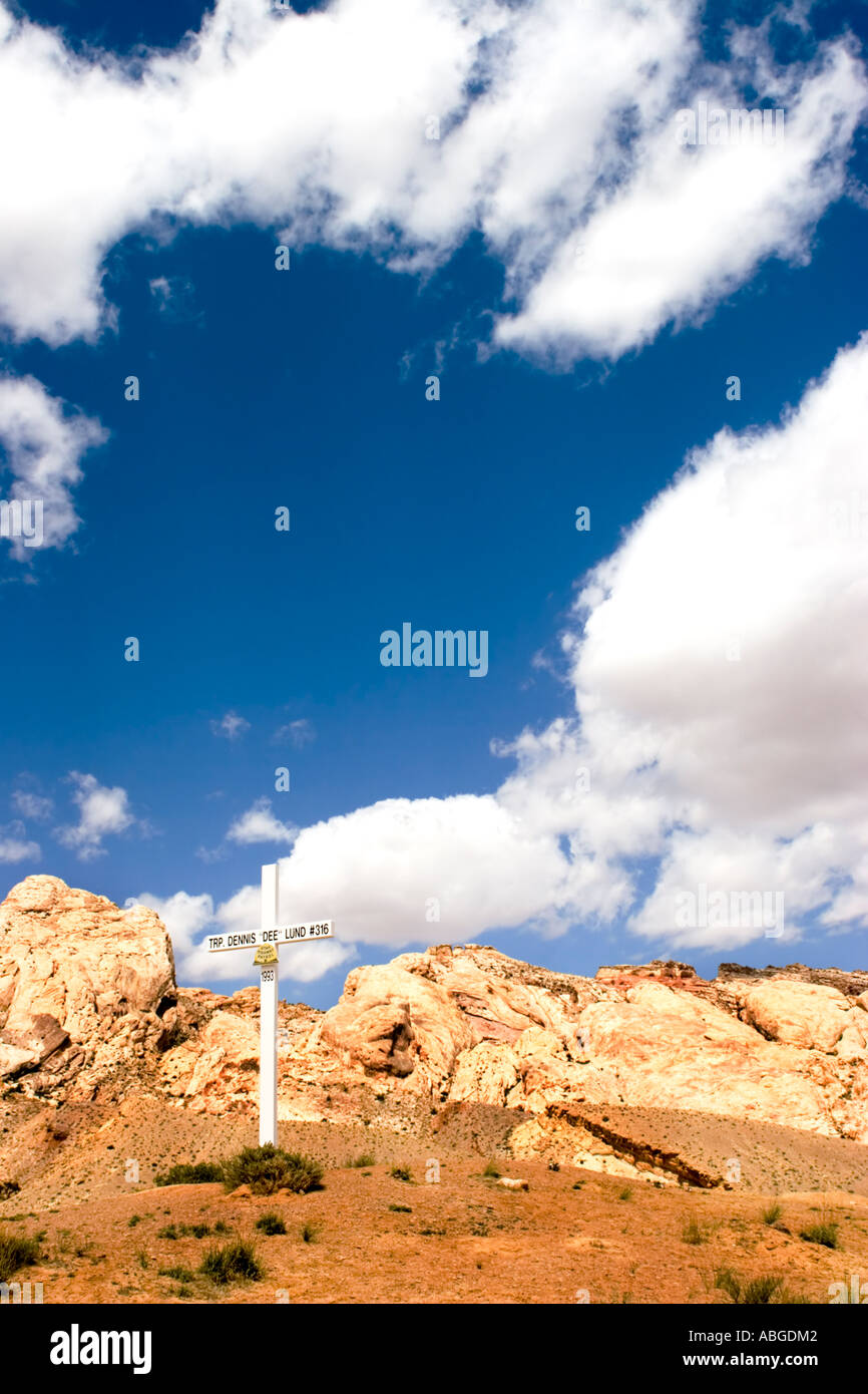 Highway Patrol memorial cross Southern Utah Stock Photo - Alamy