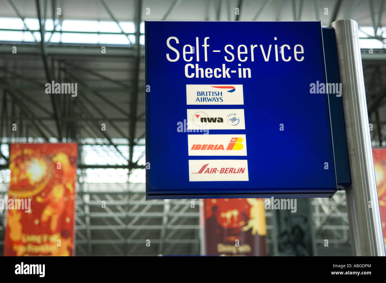 Sign Quick Check-in, airport, Germany Stock Photo - Alamy