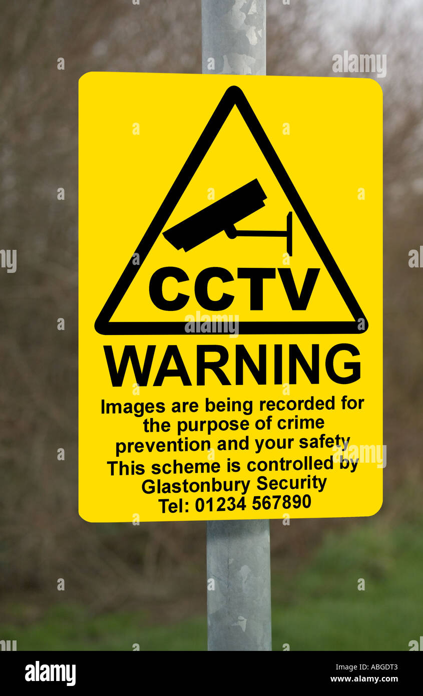 Closed circuit security camera sign warning CCTV in operation Stock ...