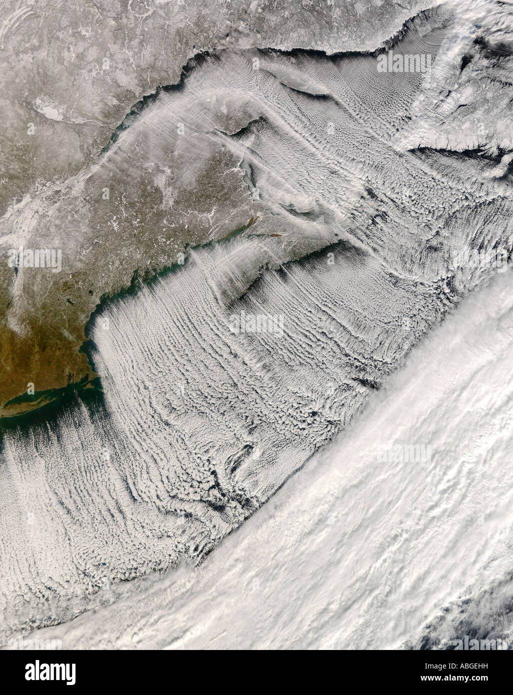 Cloud streets off New England and the Maritimes, January 17, 2007 Stock ...