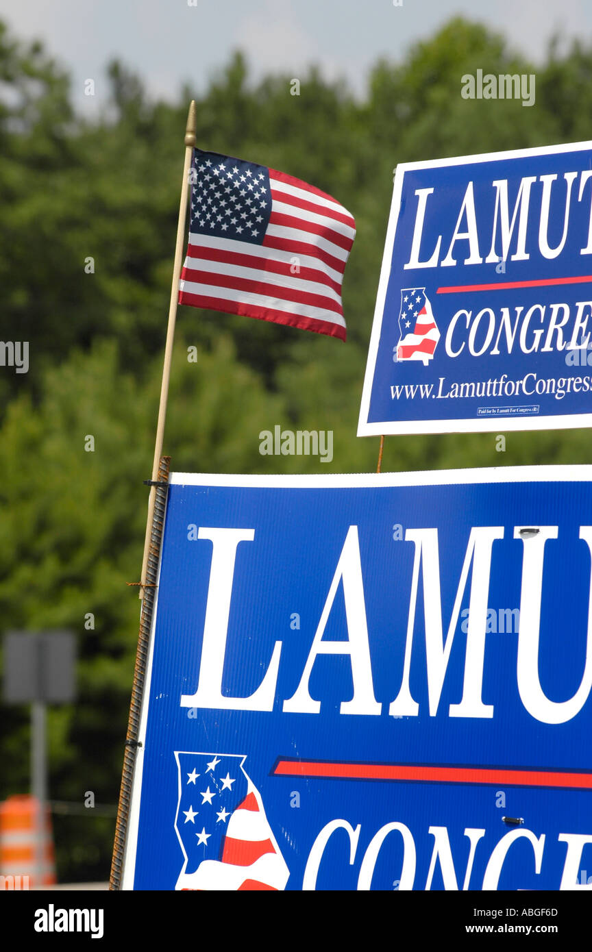 Campaign signs for local State and Federal offices on streets before ...