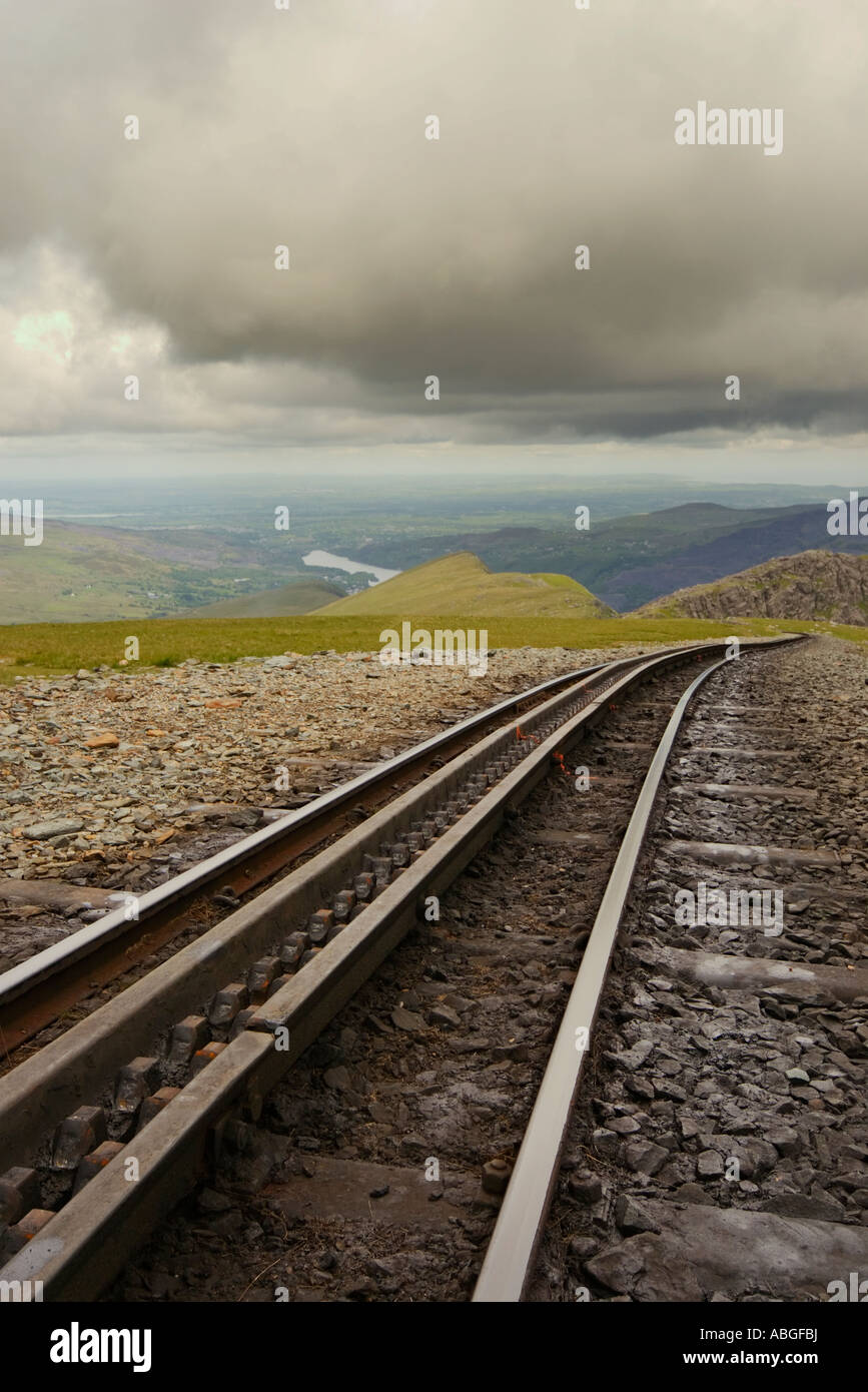Mountain railway tracks on Snowdon Stock Photo - Alamy