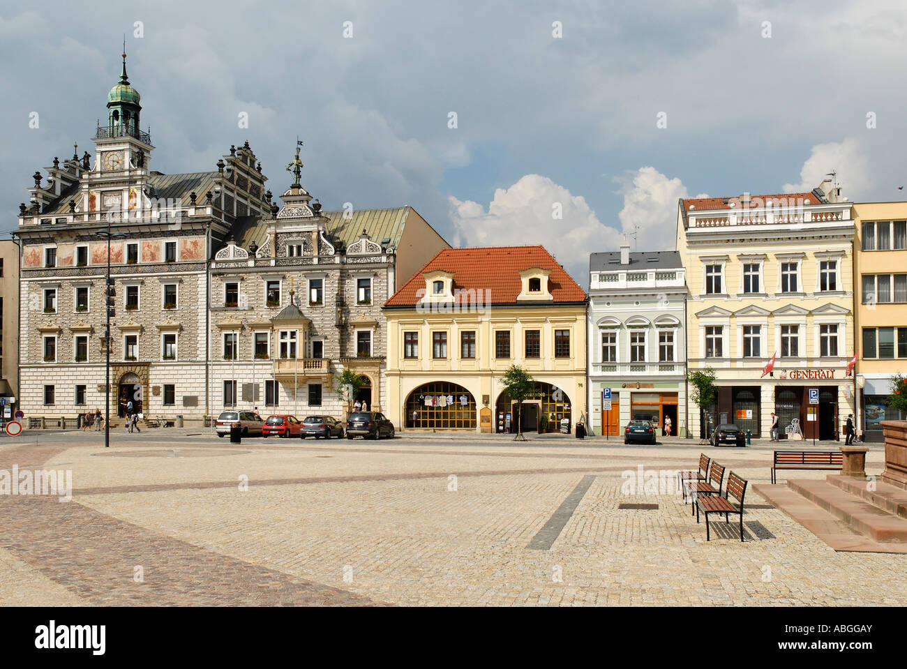 Historic old town of Kolin on the Labe, Elbe, river, central Bohemia ...