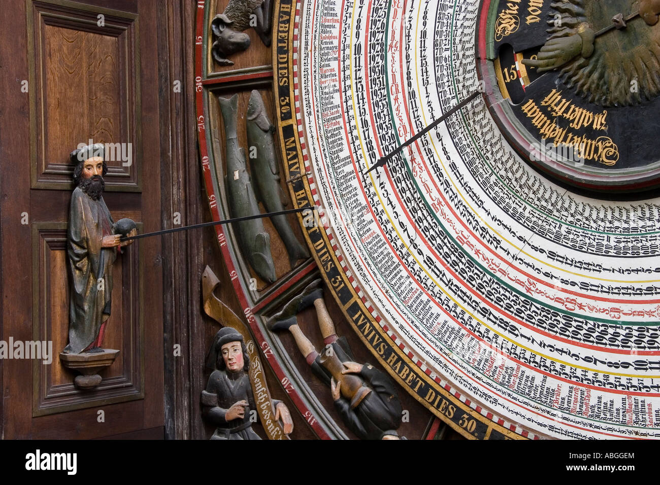 Detail of the astronomical clock from 1472, St. Mary's Church, Rostock ...