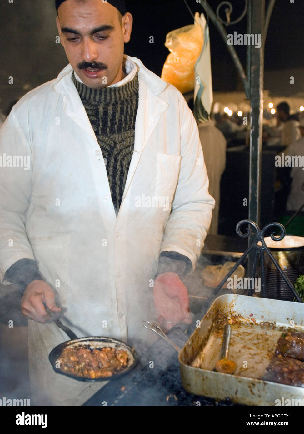 Evening barbecue food stall Place Djemaa El Fna Marrakech Morocco Stock ...