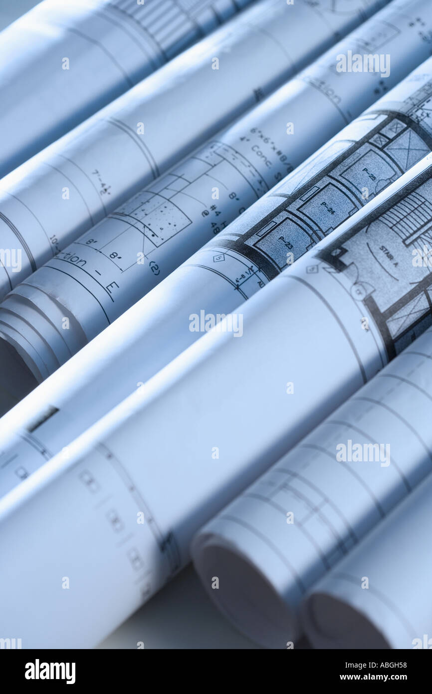 Still life of blueprints Stock Photo - Alamy