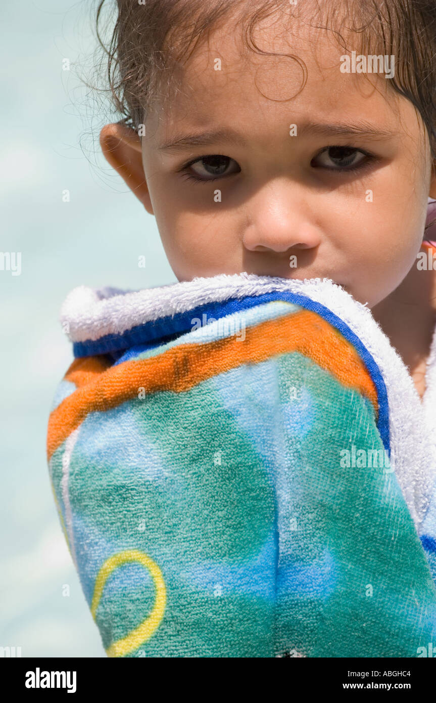 Child holding towel hi-res stock photography and images - Alamy