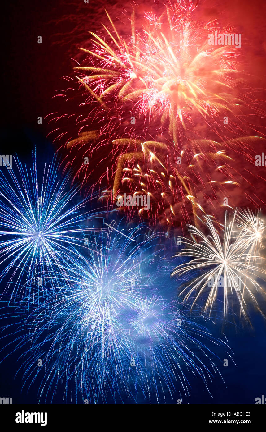 Fireworks in the night sky Stock Photo - Alamy