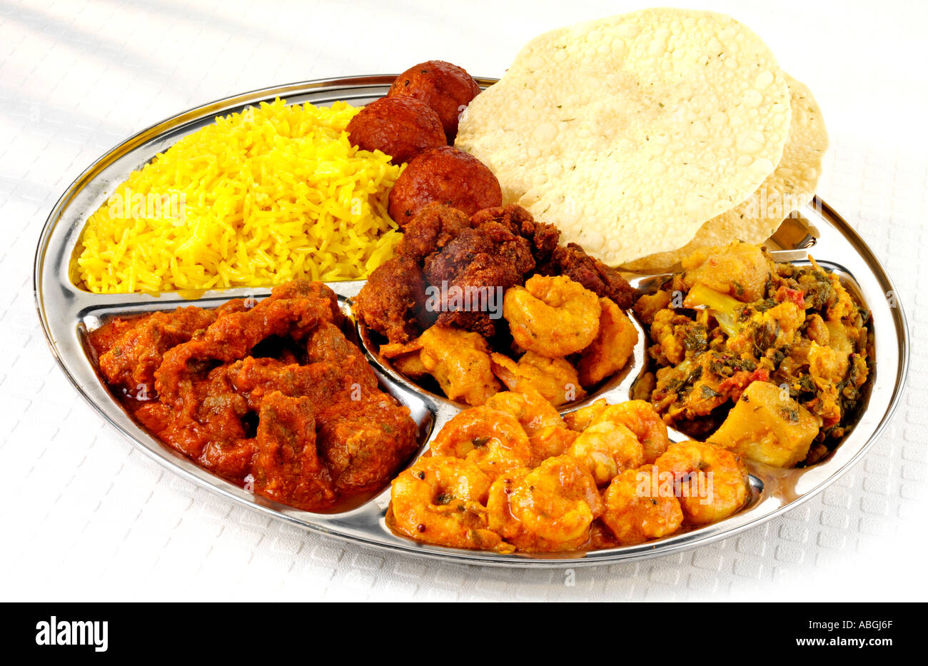 INDIAN THALI ON WHITE Stock Photo - Alamy