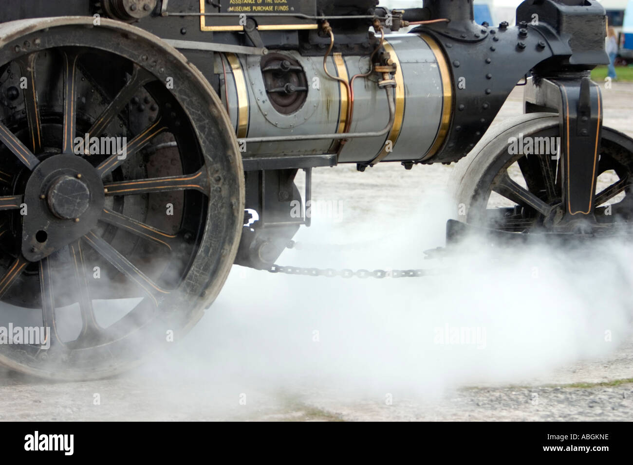 Steam pouring out of vintage steam traction engine road roller Stock ...
