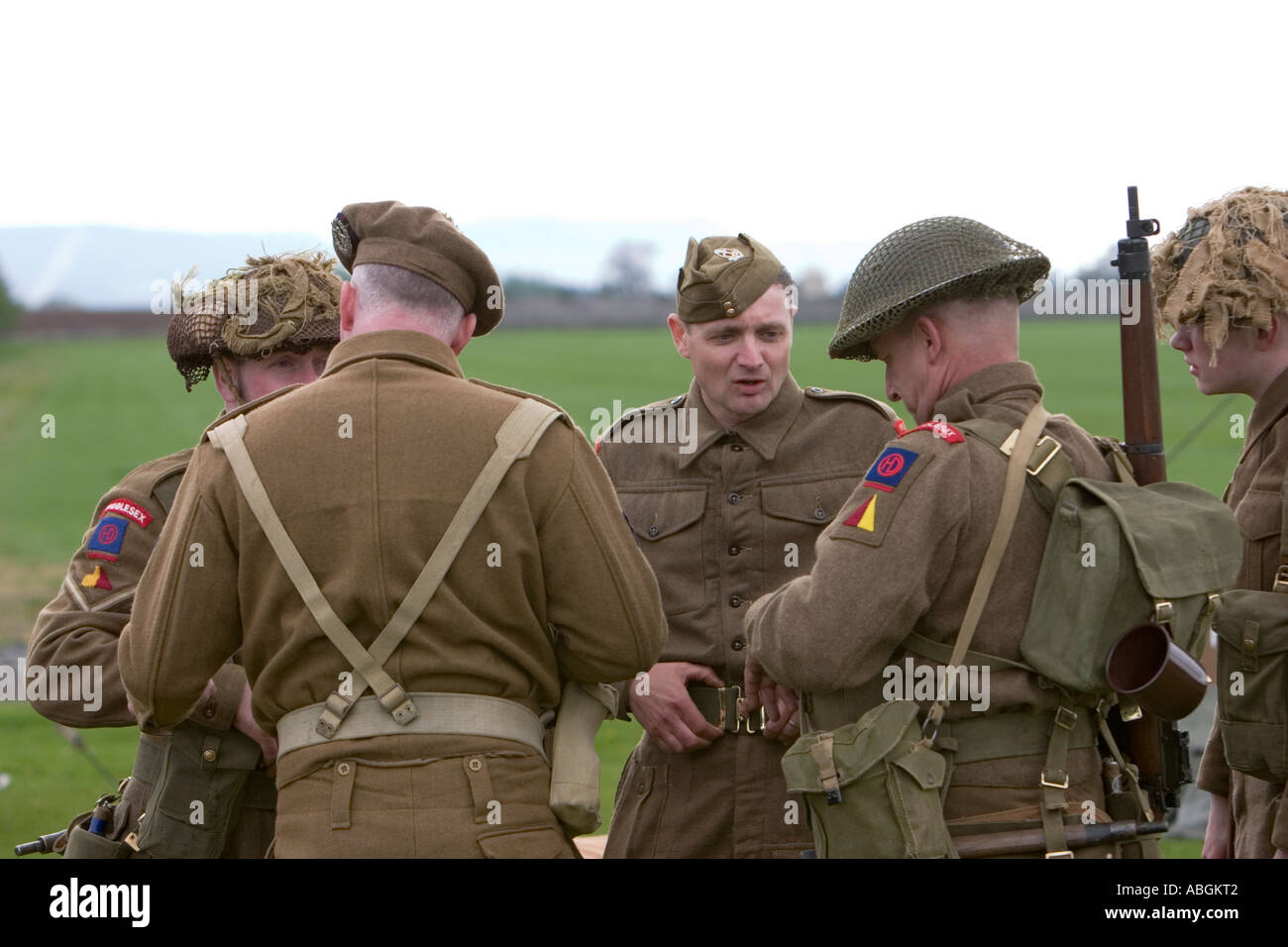 WW2 Military reenactors chat during reenactment Middlesex Regiment ...