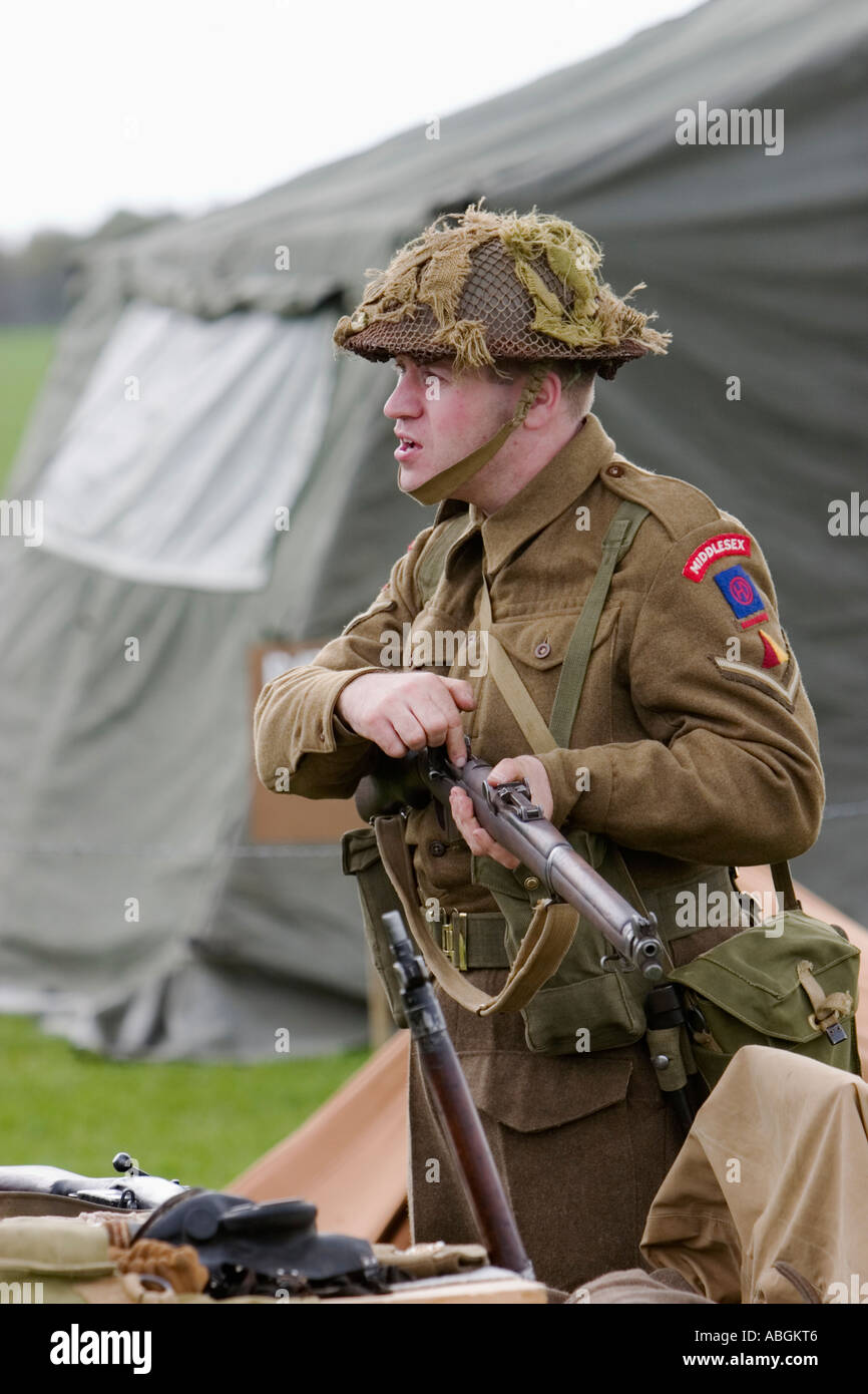 WW2 Military reenactor demonstrating rifle Middlesex Regiment Stock ...
