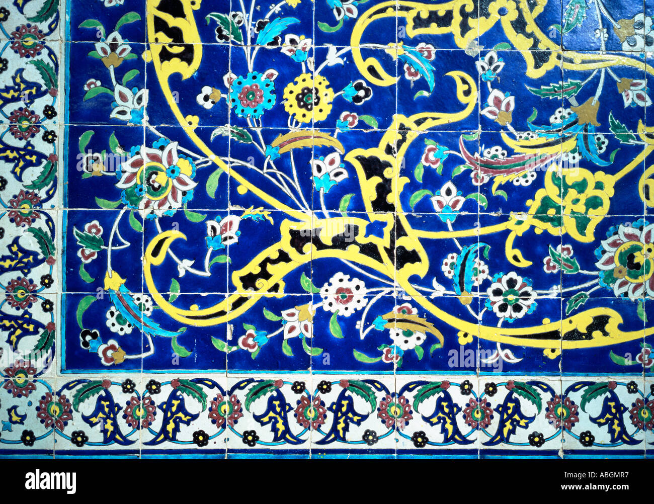 Iran, Semnan, Masjid-i Shah, detail of tile panel in qibla ayvan Stock ...