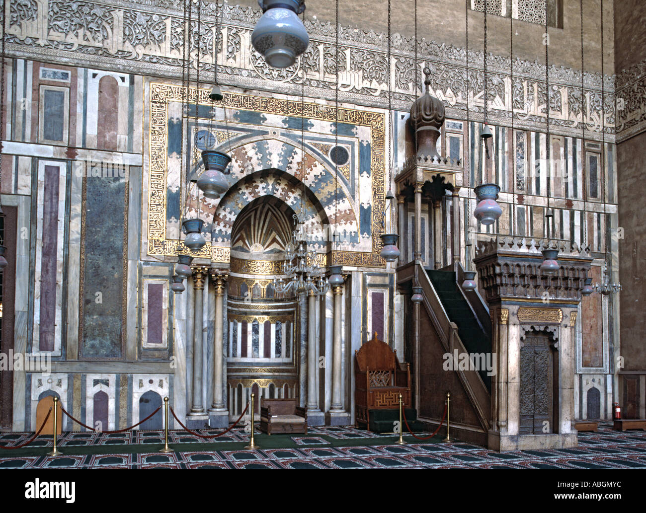 Sultan Hasan complex, qibla wall, mosque, Cairo Stock Photo - Alamy