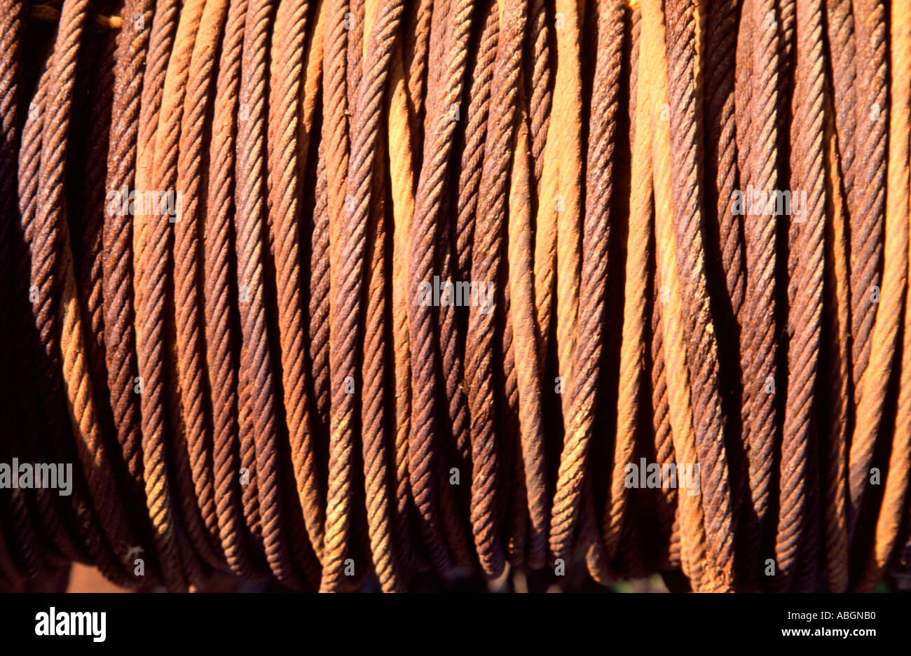 rusted wire rope on a winch in seaford sussex england Stock Photo - Alamy