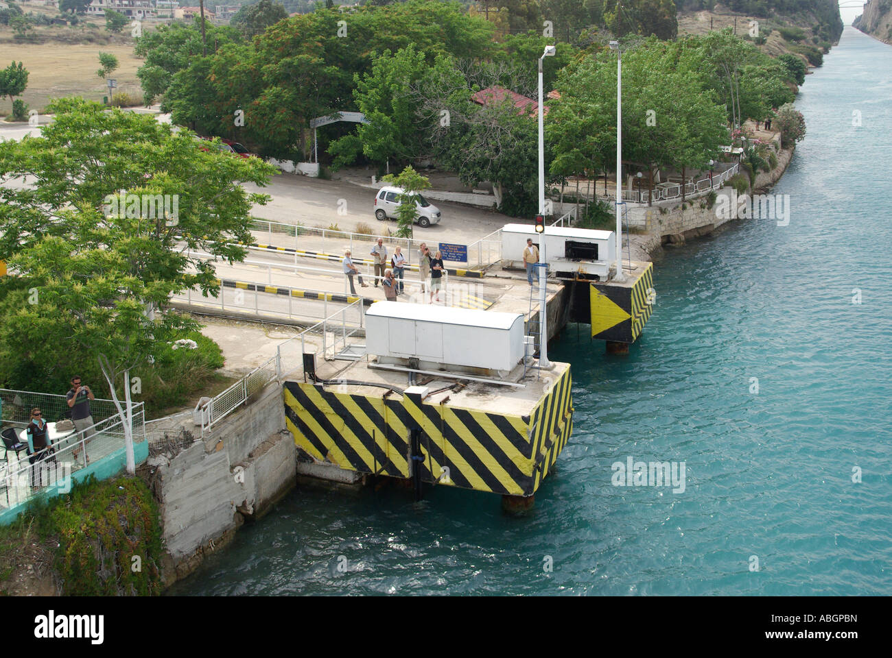 Corinth Canal waterway submersible road bridge designed to be lowered ...