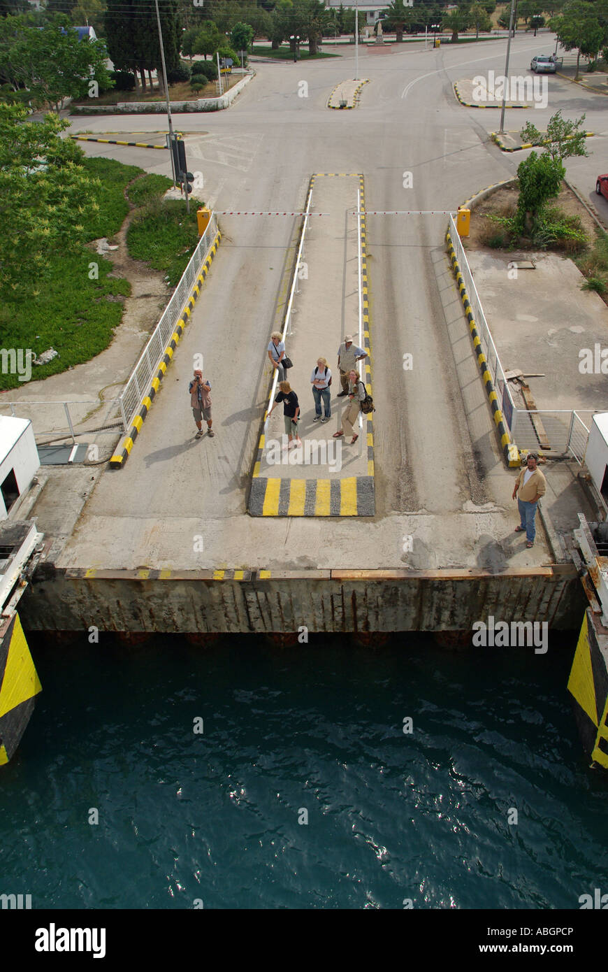 Corinth Canal Greek junction road & canal a submersible bridge is ...