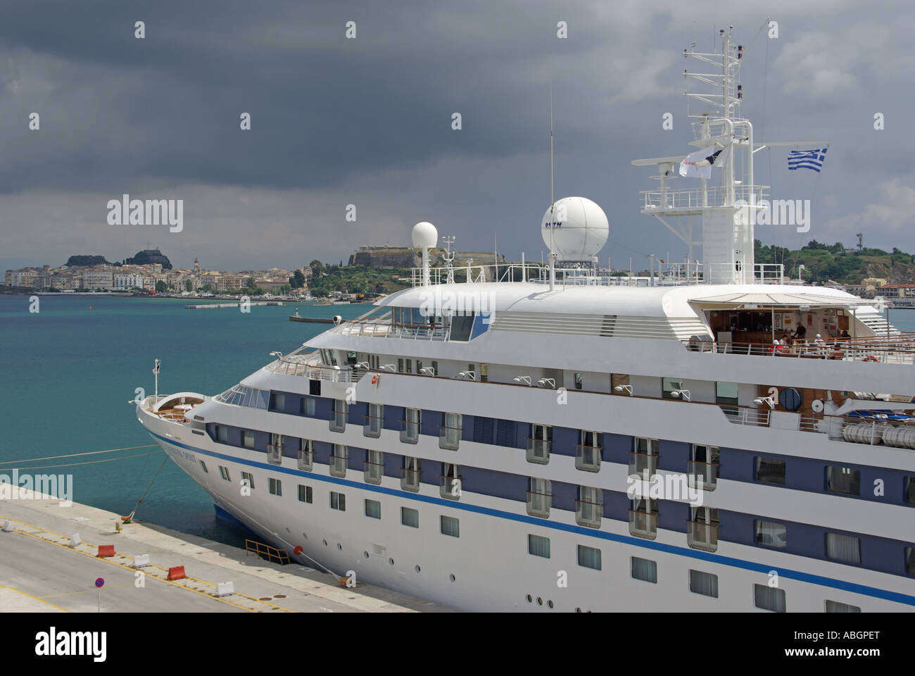 Corfu Greek island Corfu Town new port cruise ship liner Seabourn ...