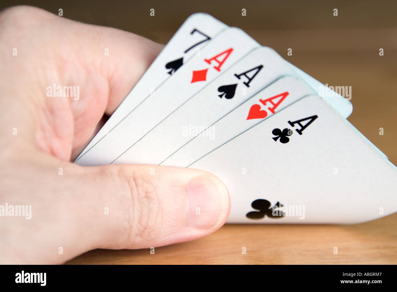 Stock photo of a winning hand of cards that features four aces Stock ...